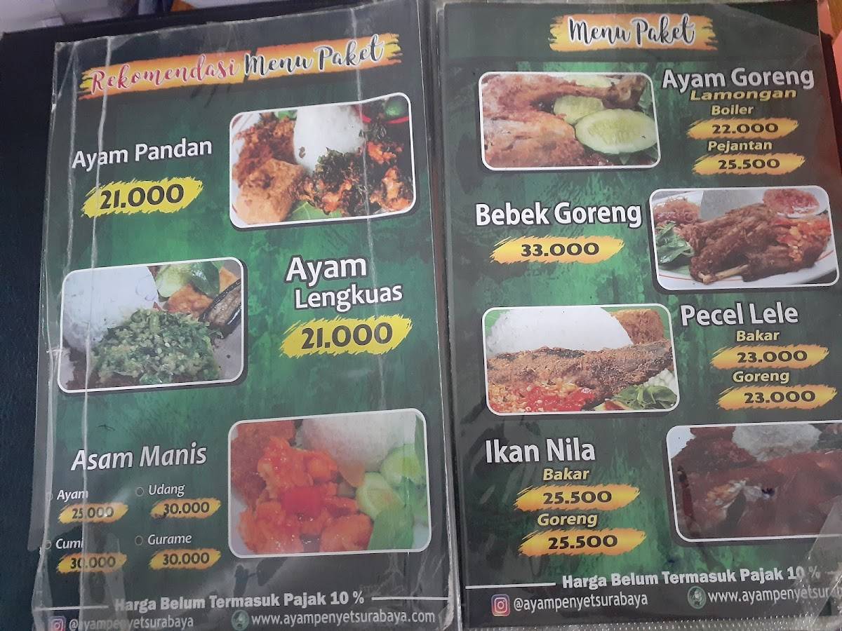 Menu at Ayam Penyet Surabaya Ngaliyan restaurant, Semarang, X8MQ+6F9