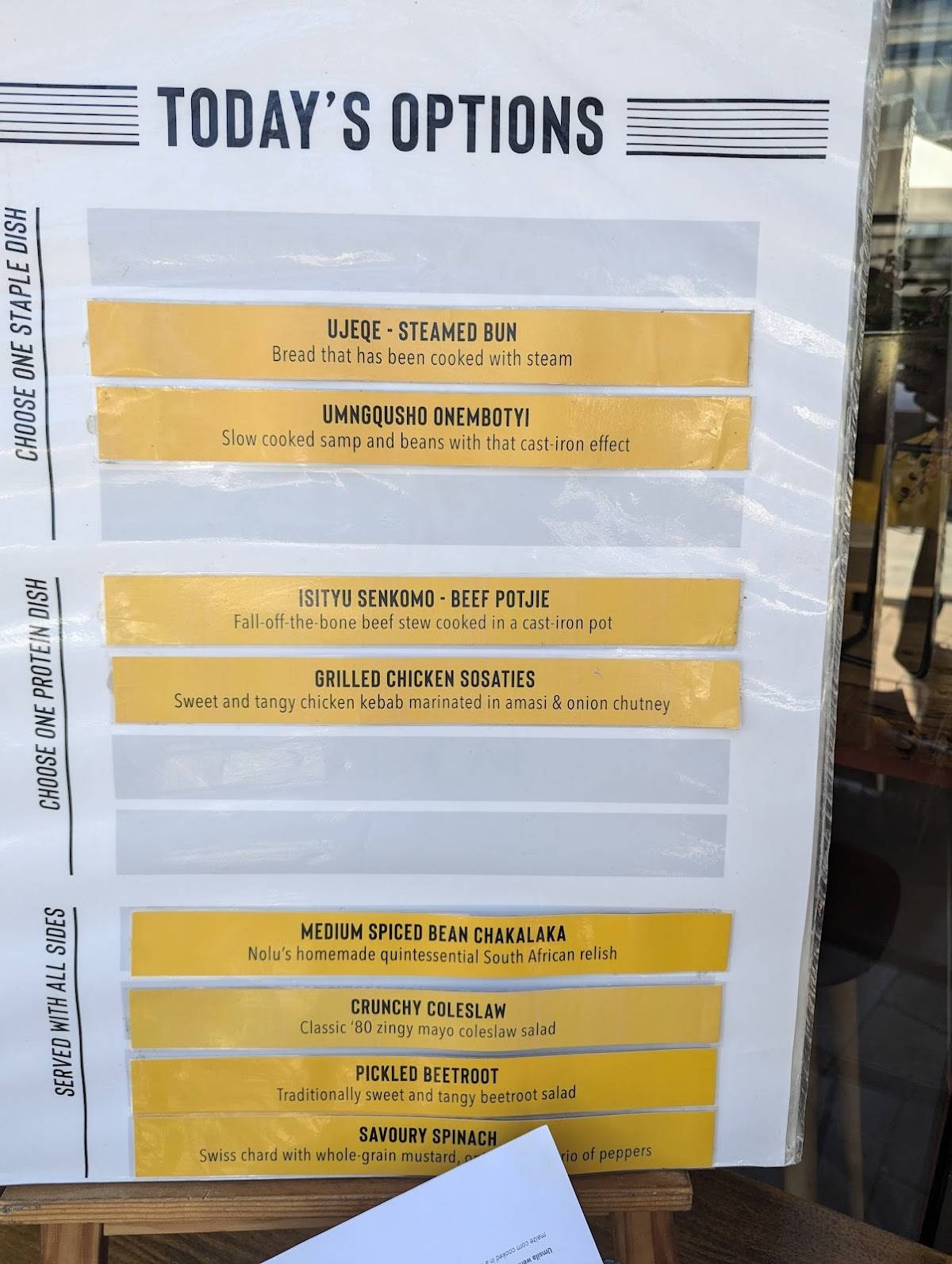 Menu at Seven Colours Eatery restaurant, Cape Town