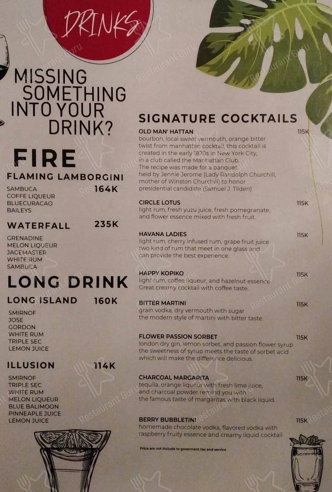 Menu at Shamrock - Kitchen & Bar, South Jakarta
