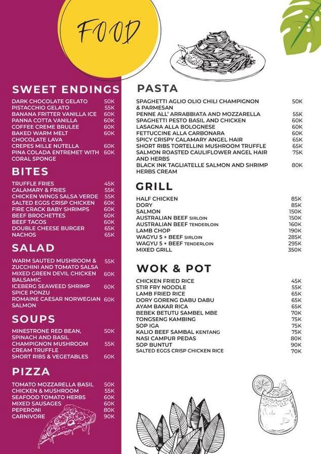 Menu at Shamrock - Kitchen & Bar, South Jakarta