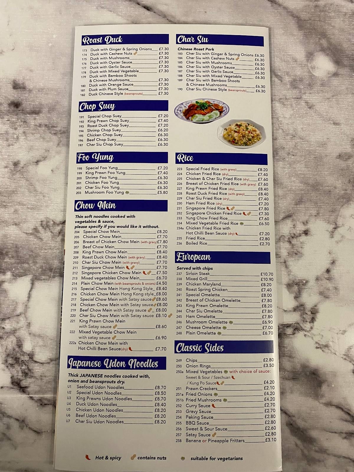 Menu at Shanghai Chinese Takeaway restaurant, Largs