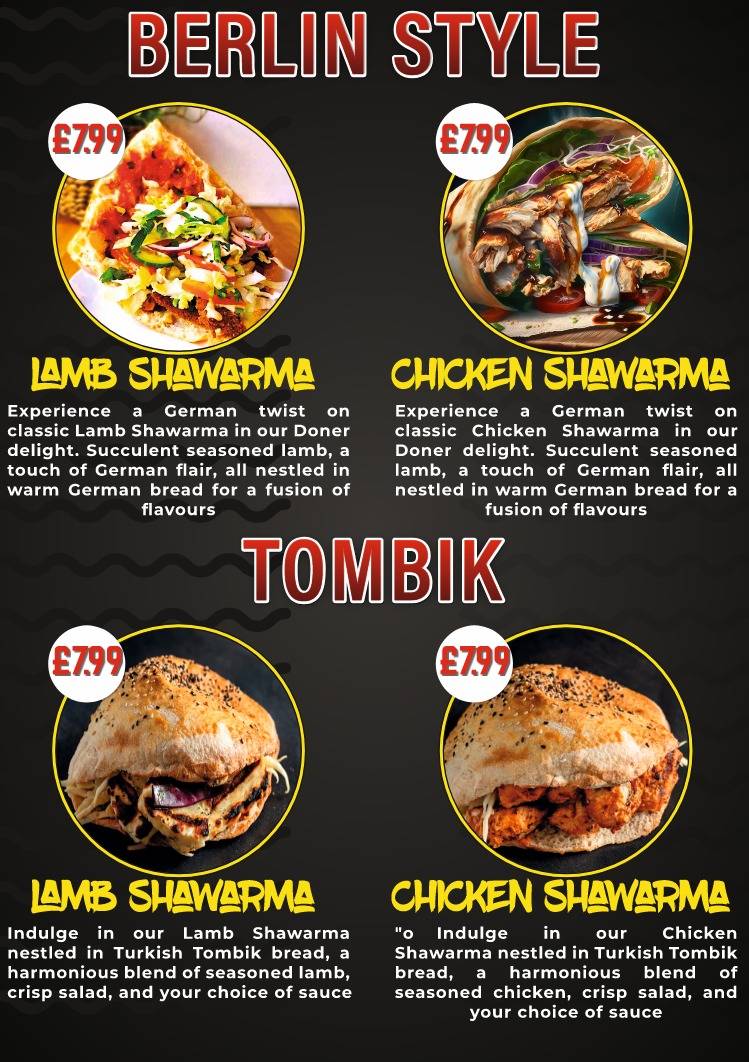 Menu at Shawarma Haus restaurant, Nottingham
