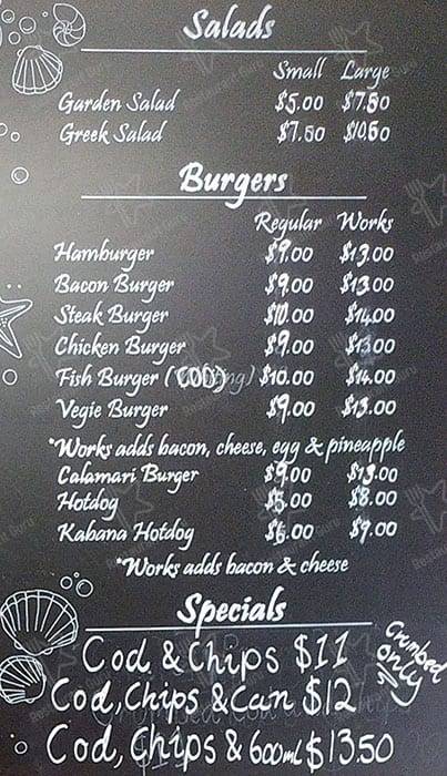 Menu at Shelley Inn cafe, Shorncliffe