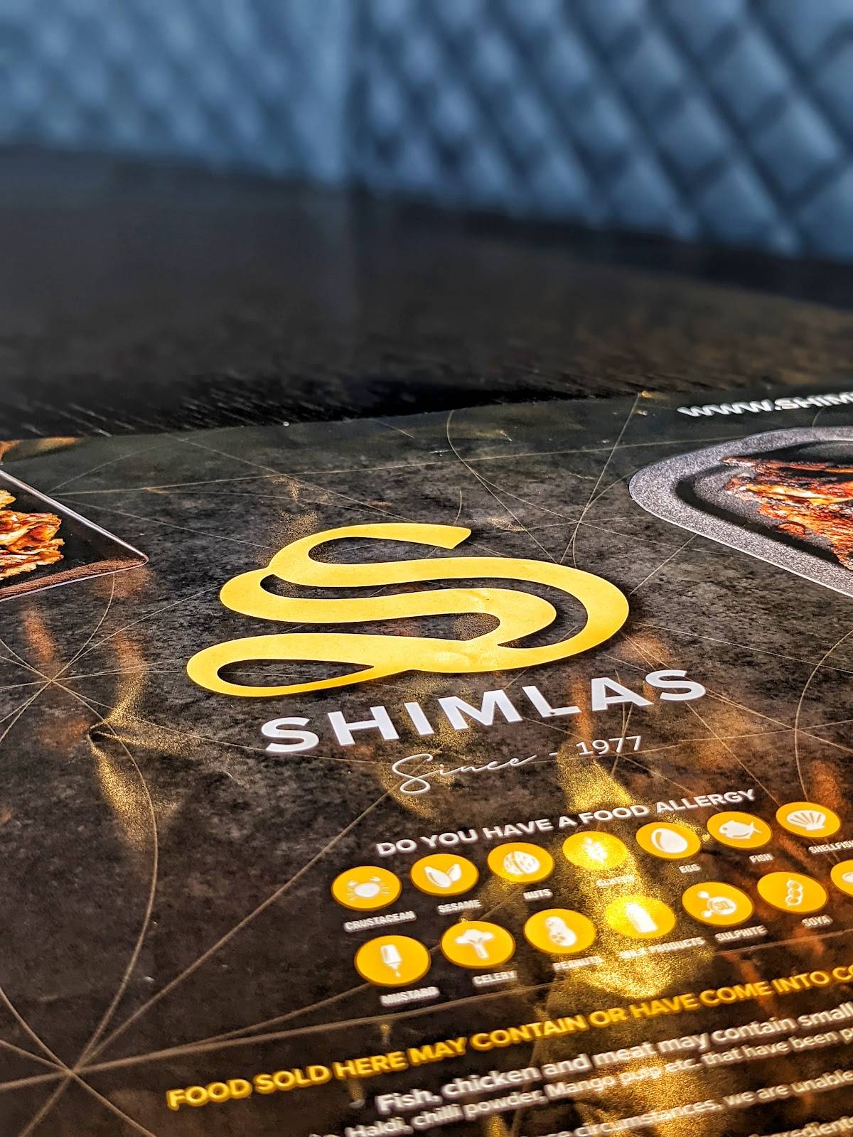 Menu at Shimlas Oldham restaurant, Oldham