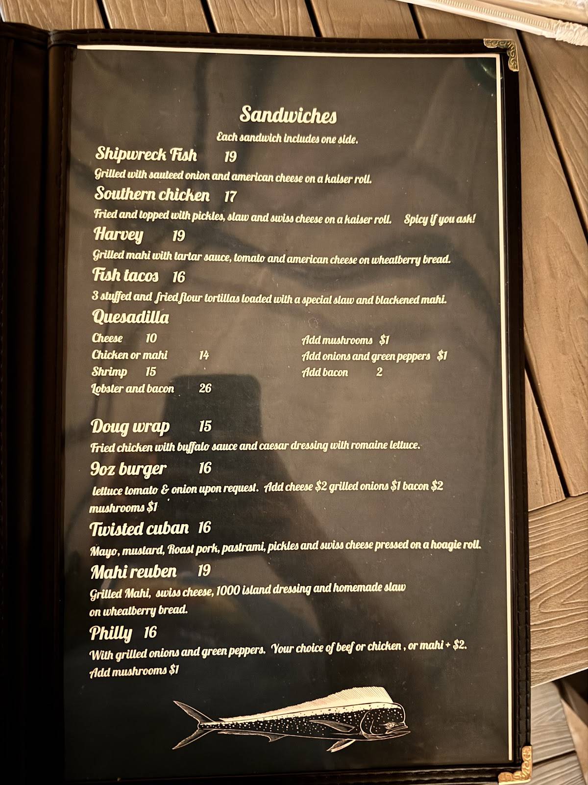 Menu at Shipwrecks Bar & Grill, Key Largo