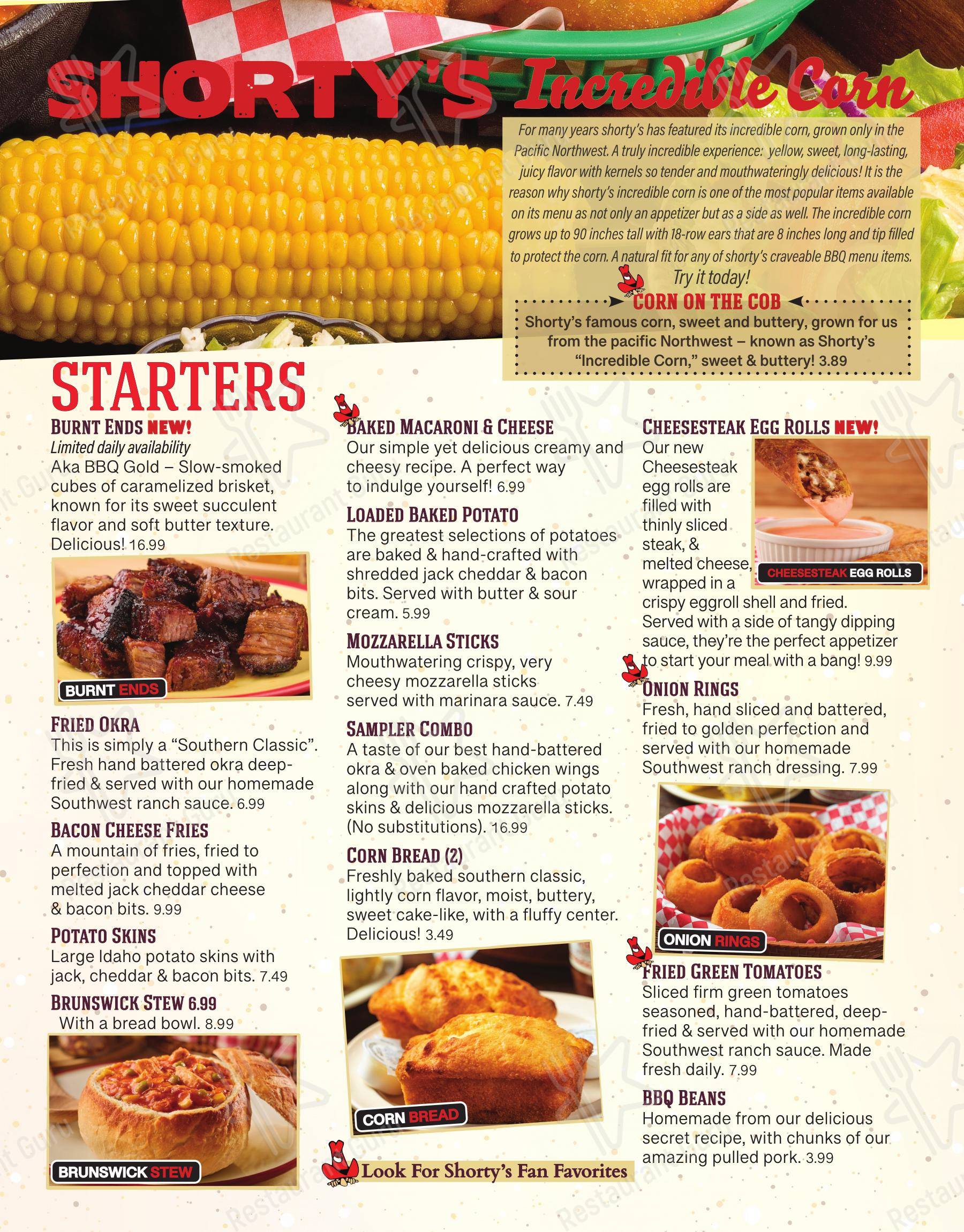 Menu at Shorty's BBQ West Miami, Miami, SW 40th St