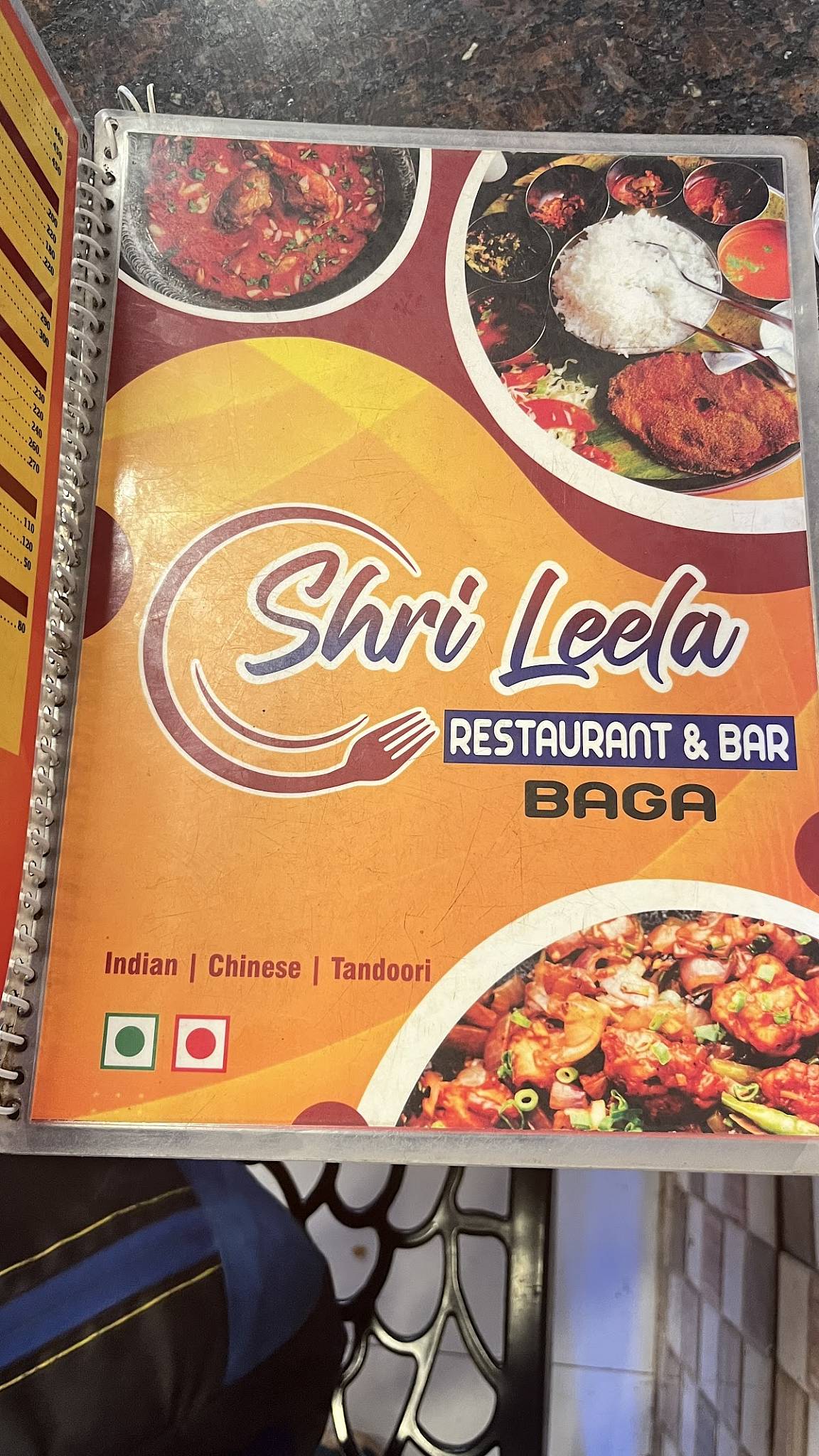 Menu at Shree Leela pure veg family restaurant and bar, Baga