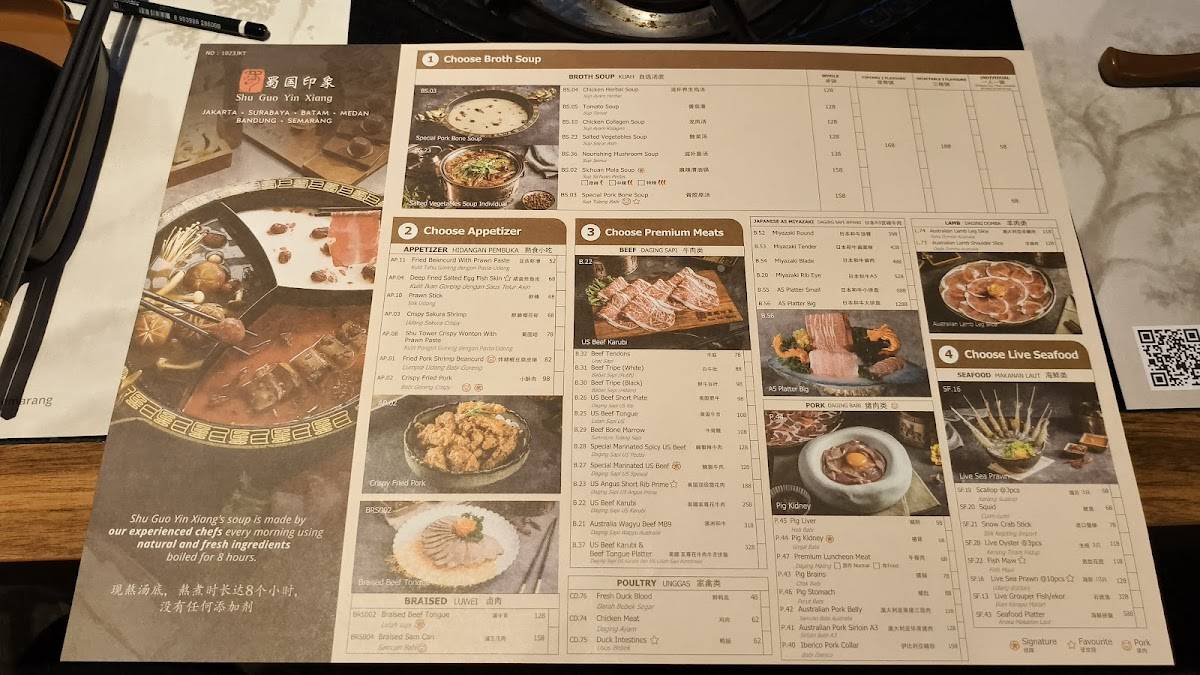 Menu at Shu Guo Yin Xiang (Lokasari) restaurant, West Jakarta, Komp THR ...