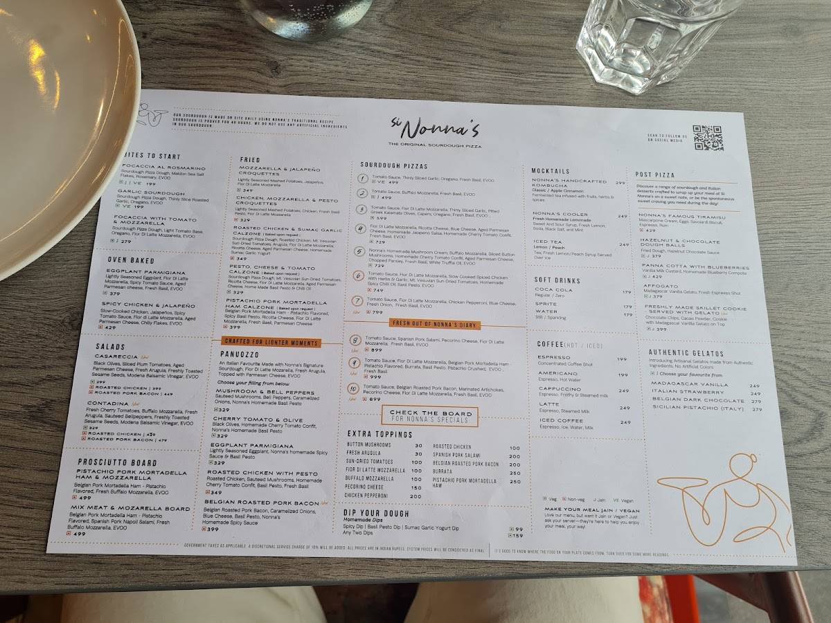 Menu at Si Nonna's - The Original Sourdough Pizza JP Nagar Bengaluru, Bengaluru