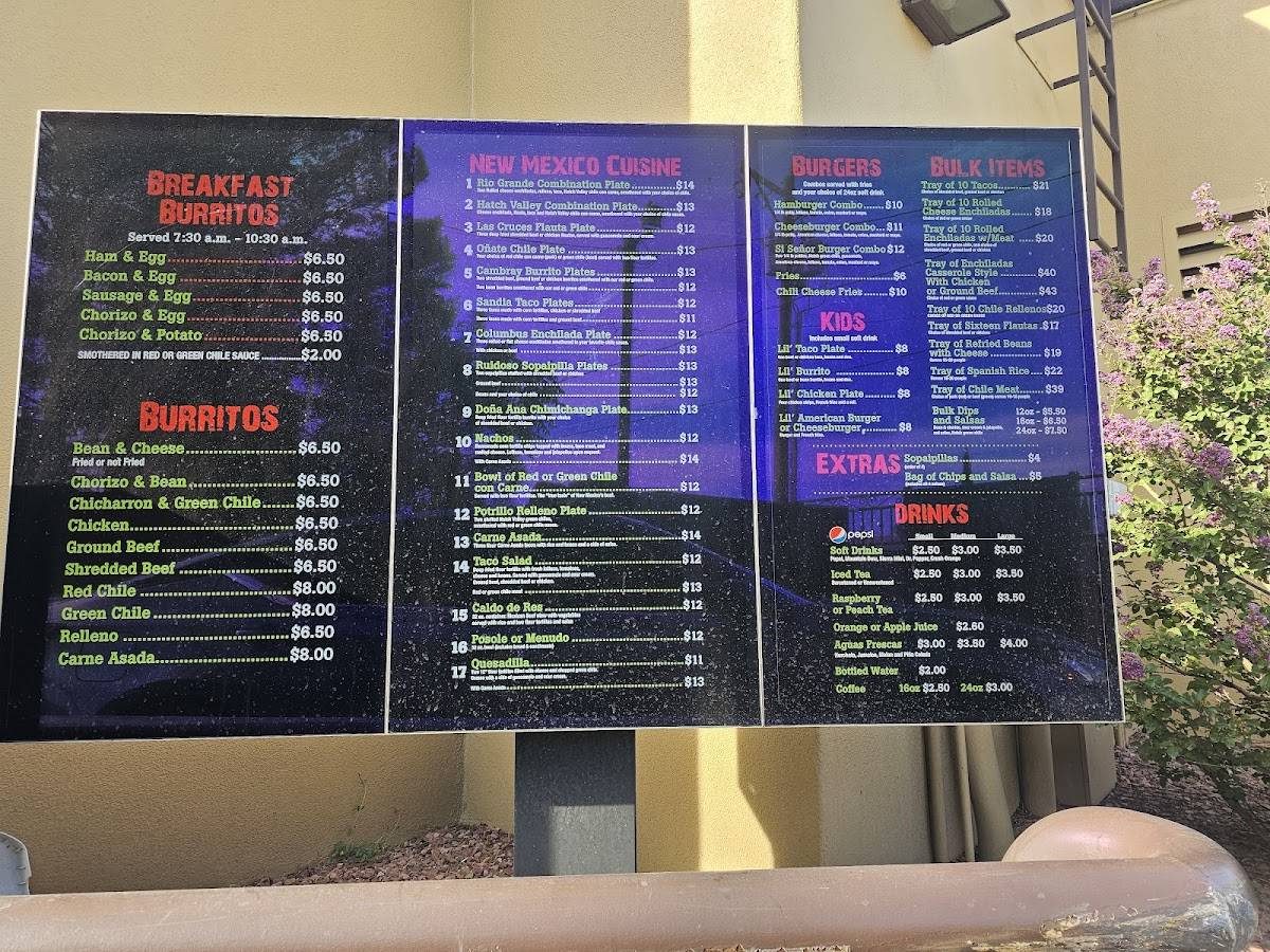 Menu at Si Señor Express restaurant, Las Cruces, 500 S Solano Dr