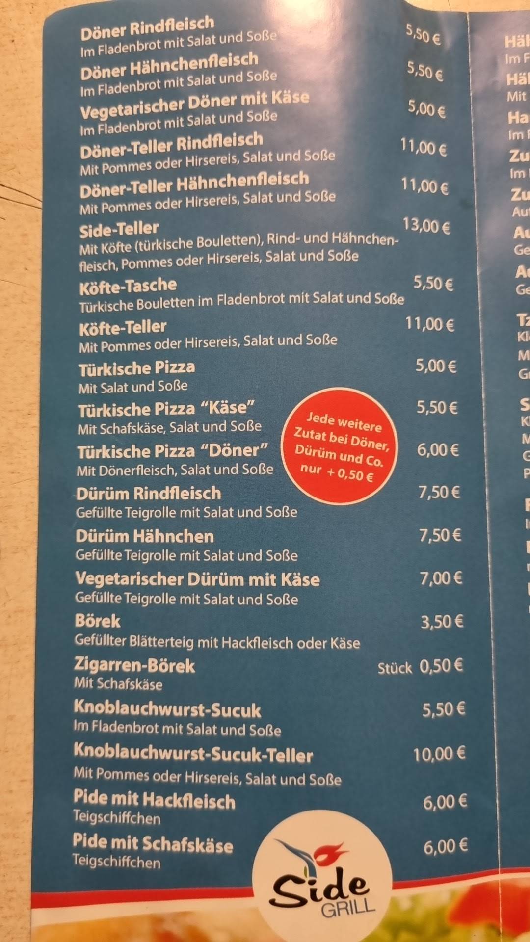 Speisekarte von Side-Grill - Preise aktualisieren- fast Food, Lengede