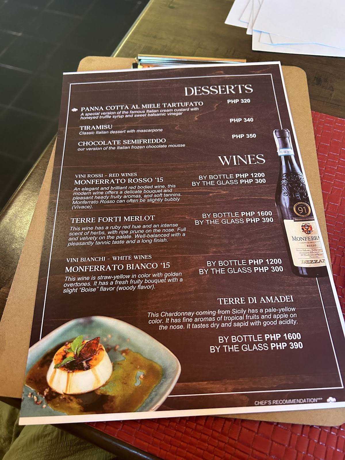 Menu at Mario Mio restaurant, Silang, 5XV7+3HF