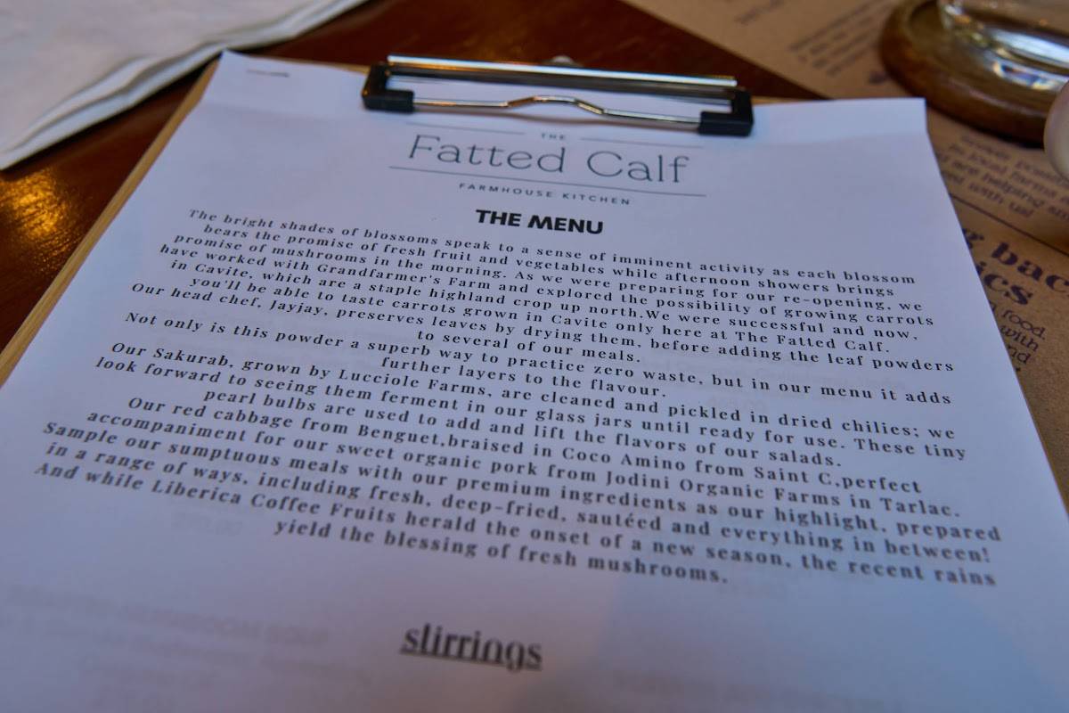 Menu at The Fatted Calf Tagaytay restaurant, Silang