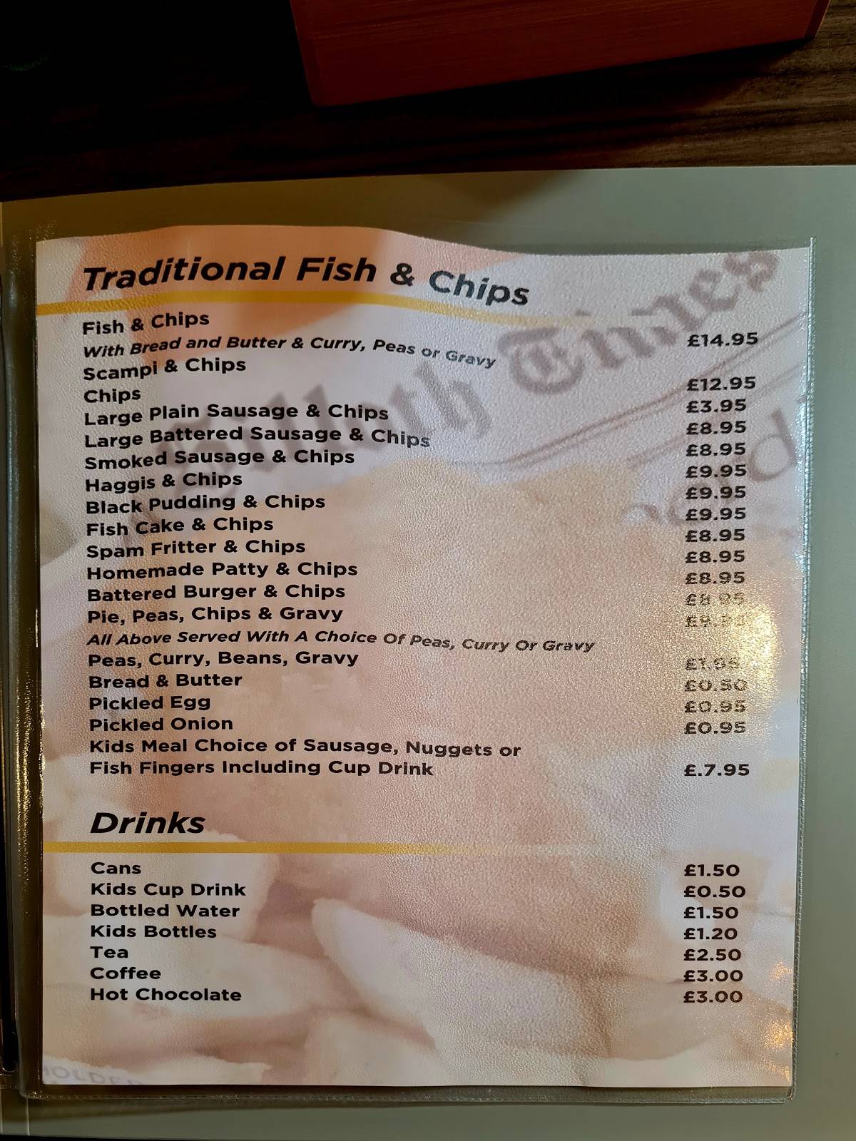 Menu at Silloth Cafe Fish and Chips, Silloth