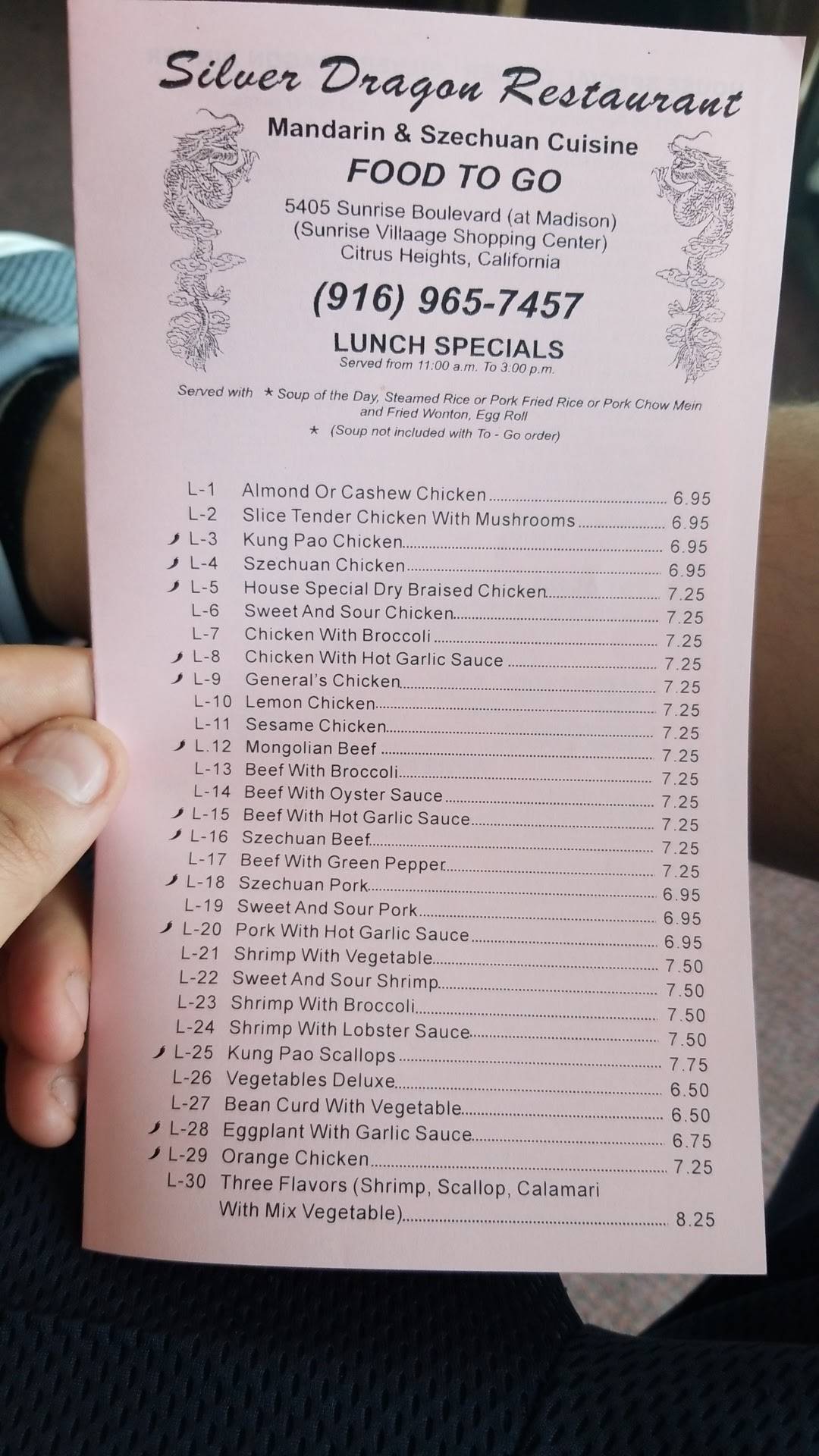 Menu at Silver Dragon Restaurant, Fair Oaks, Madison Ave