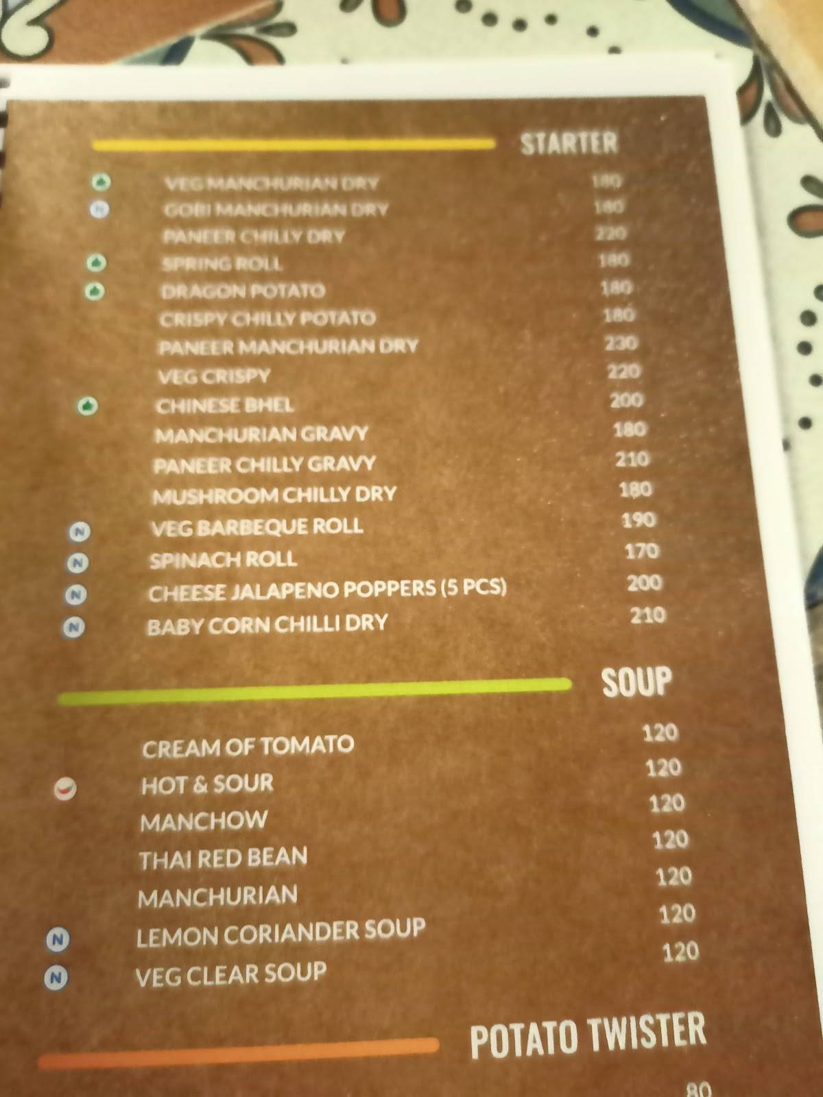 Menu at Size Zero Roof Top Lounge, Rajkot