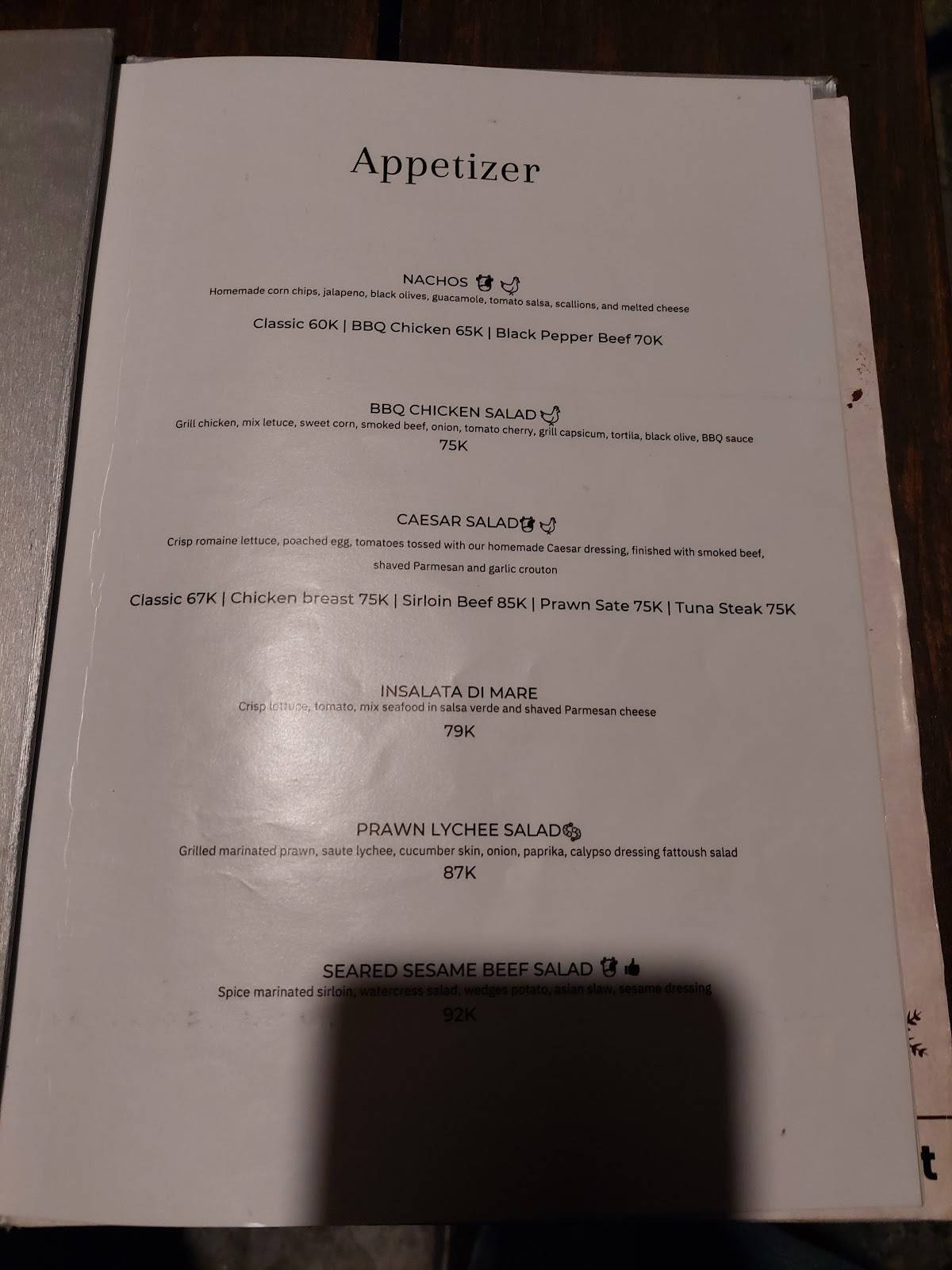 Menu at Sky 36 Restaurant, Surabaya