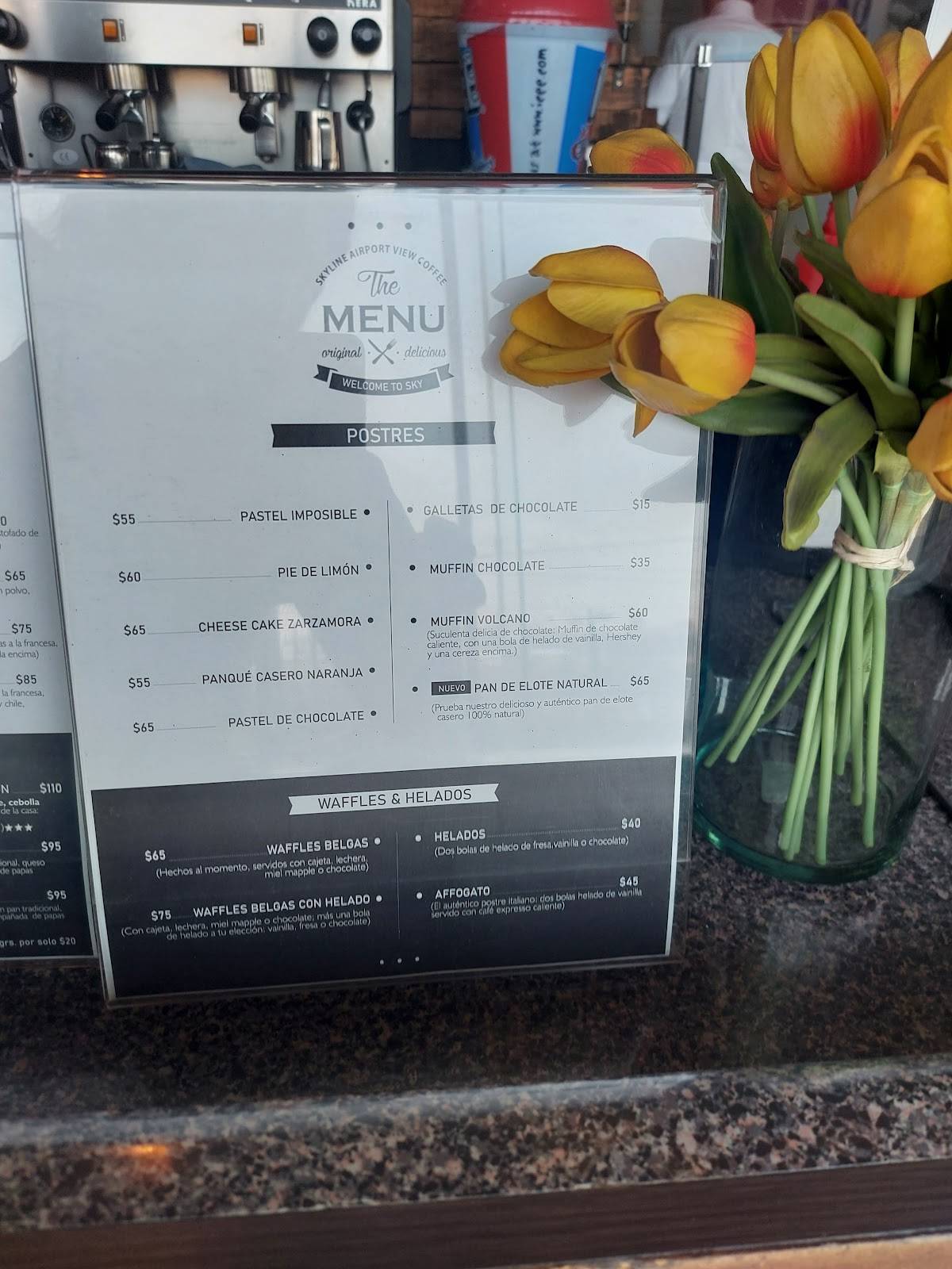 Carta del restaurante Skyline Coffee, Ciudad del México