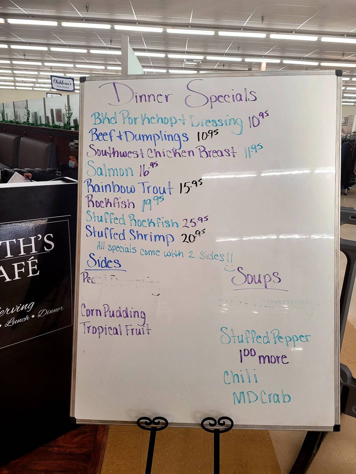 Menu at Smith's Cafe, Seaford