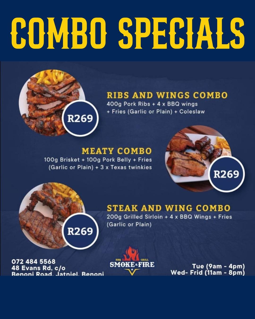 Menu at Smoke and Fire BBQ, Benoni