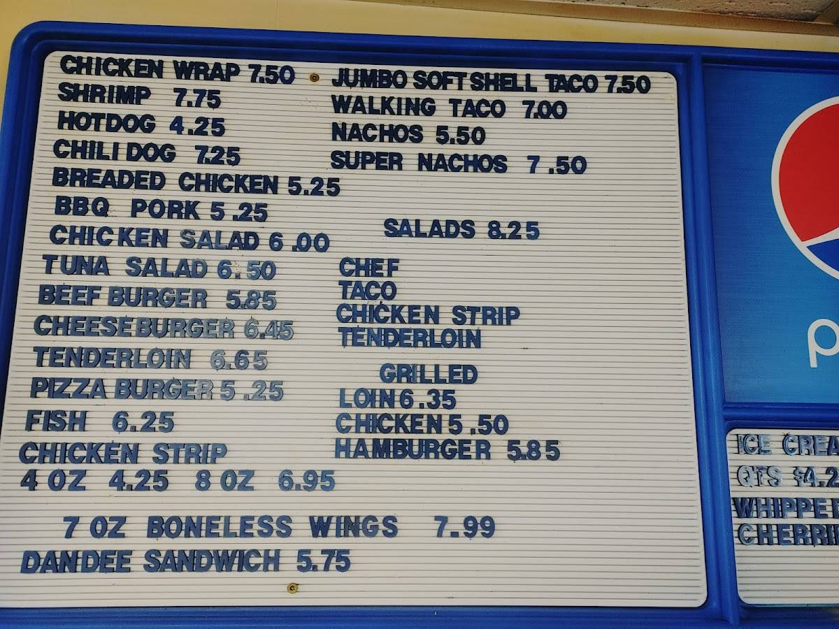 Menu at Snack Shack restaurant, Albia