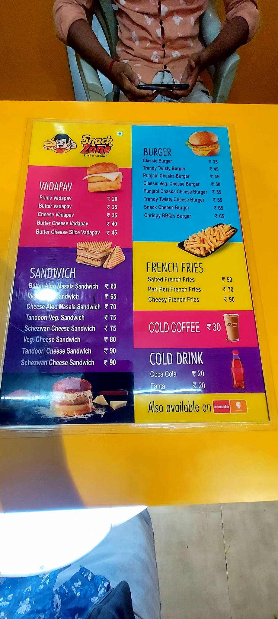 Menu at Snack Zone, Vadodara, Shop No. 9