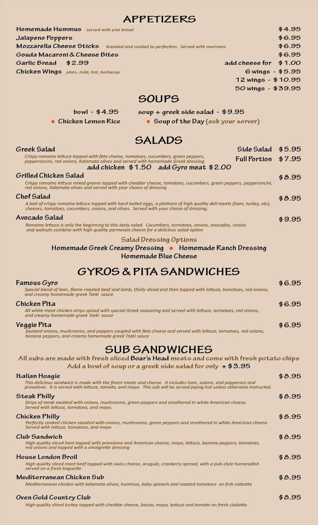 Menu at Sokolata desserts, South Charleston