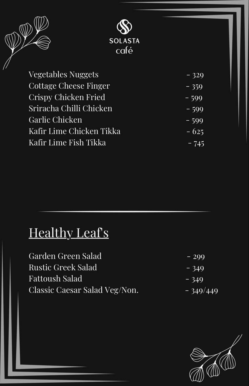 Menu at Solasta Cafe, Gurugram