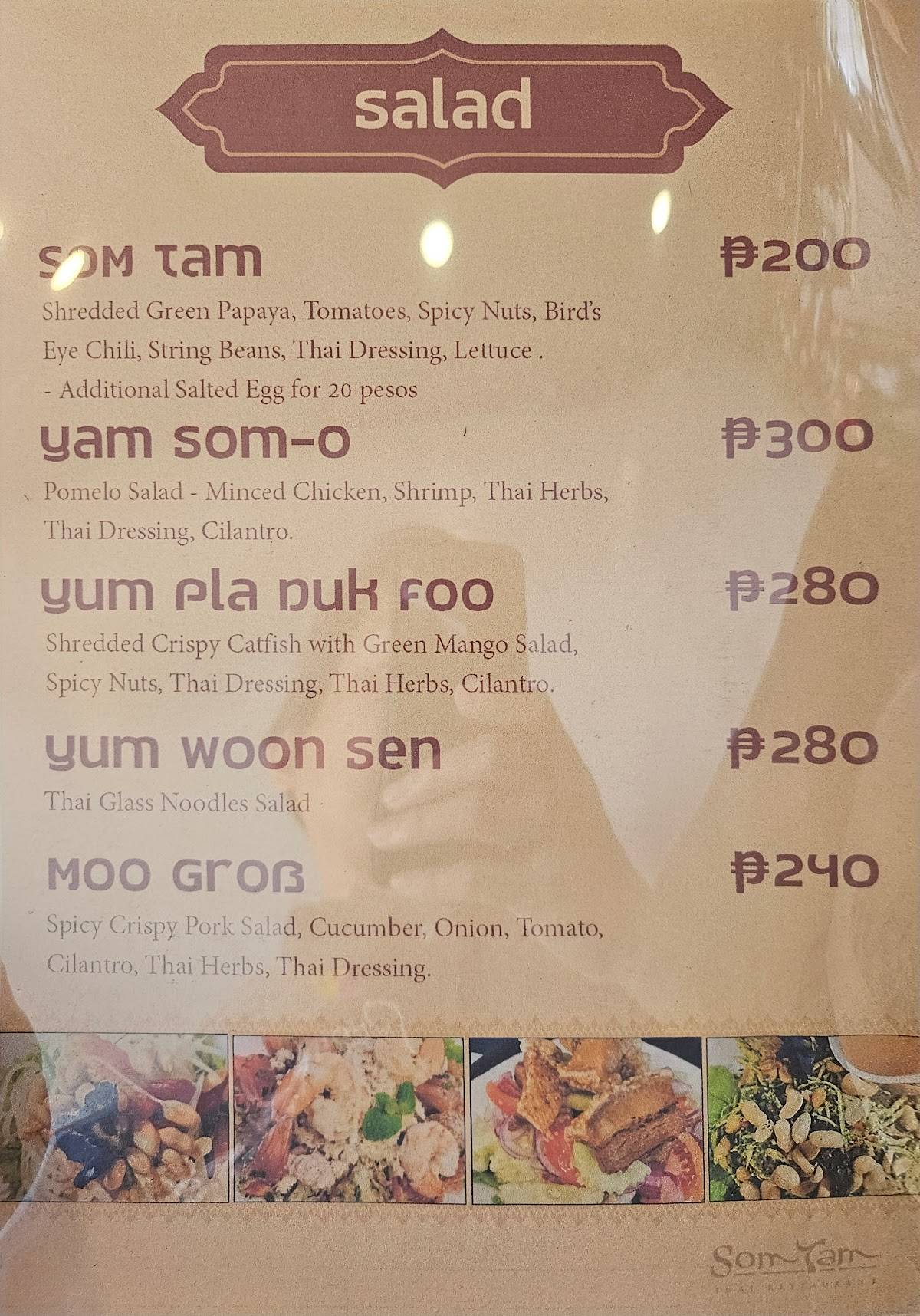 Menu at Som Tam restaurant, Baguio, 21 Ecco Building #144