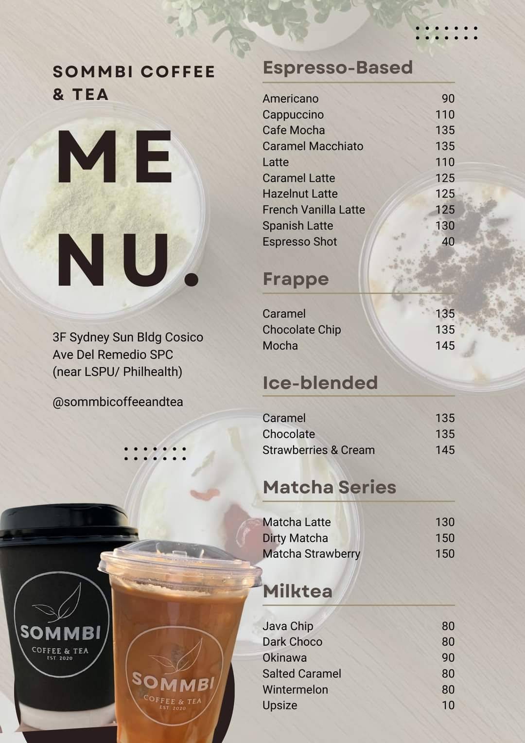 Menu at Sommbi Coffee & Tea - San Pablo City Branch cafe, San Pablo City
