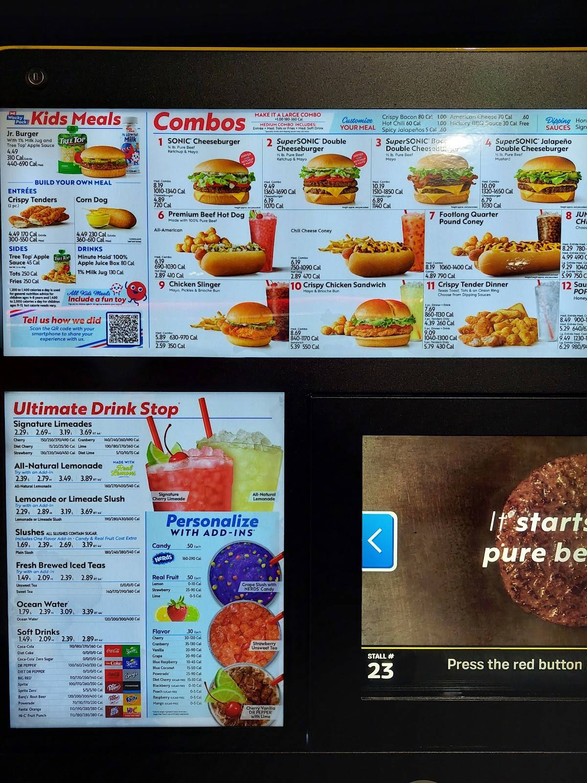Menu at Sonic Drive-In fast food, Elsa