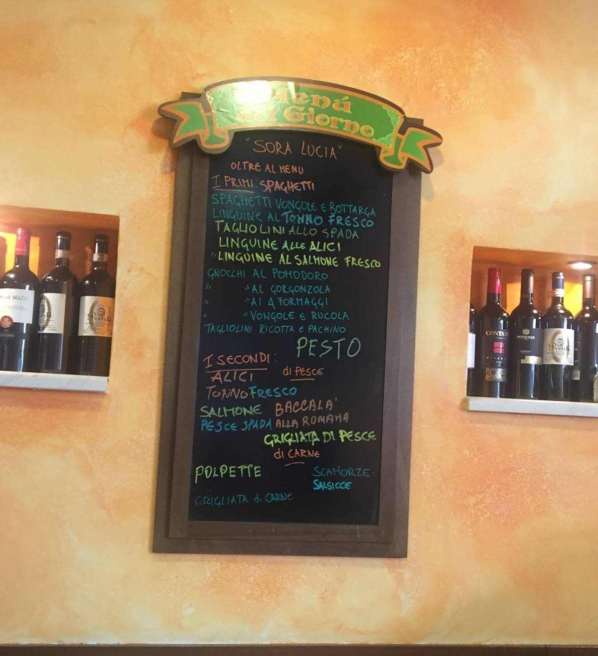 Menu at Sora Lucia restaurant, Rome