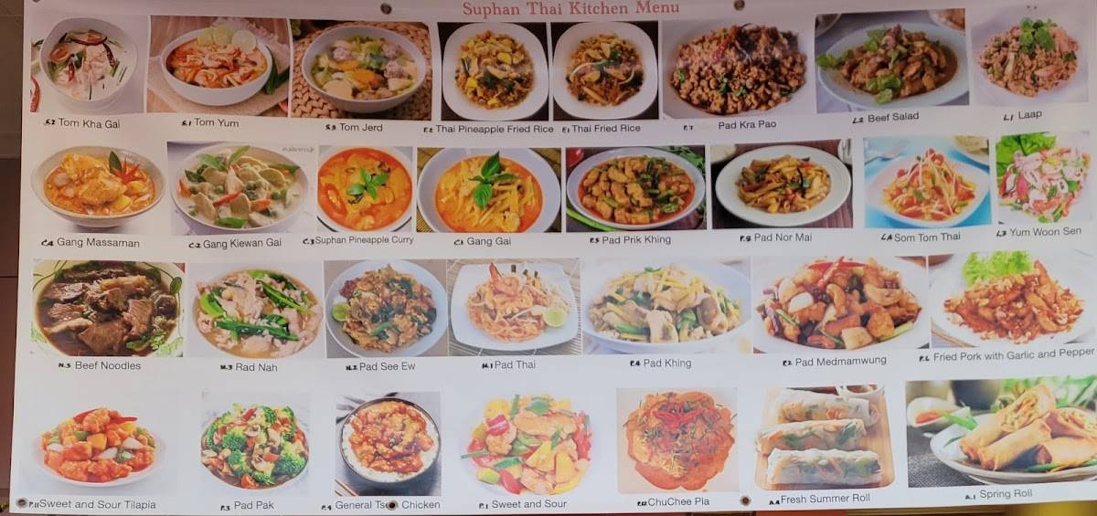 Menu at Suphan Thai Kitchen restaurant, Southgate
