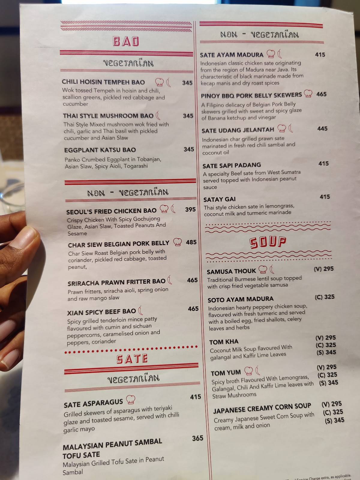 Menu at Soy Soi, Chennai