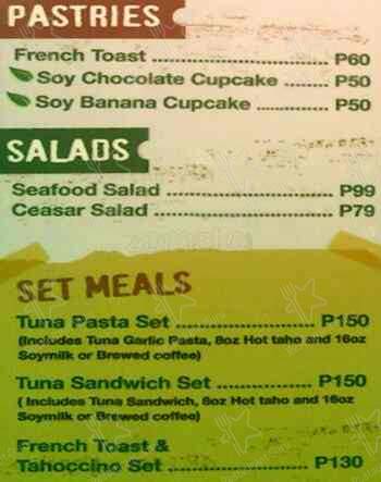 Menu at Soya Bar, Quezon City, SM City Novaliches