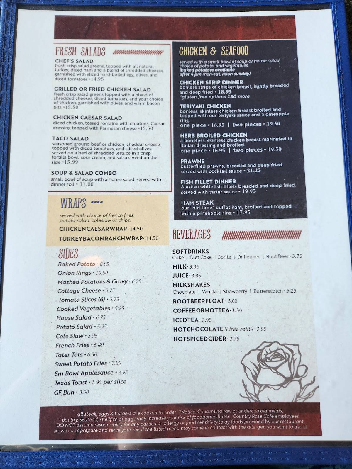 Menu at Country Rose Café cafe, Tacoma