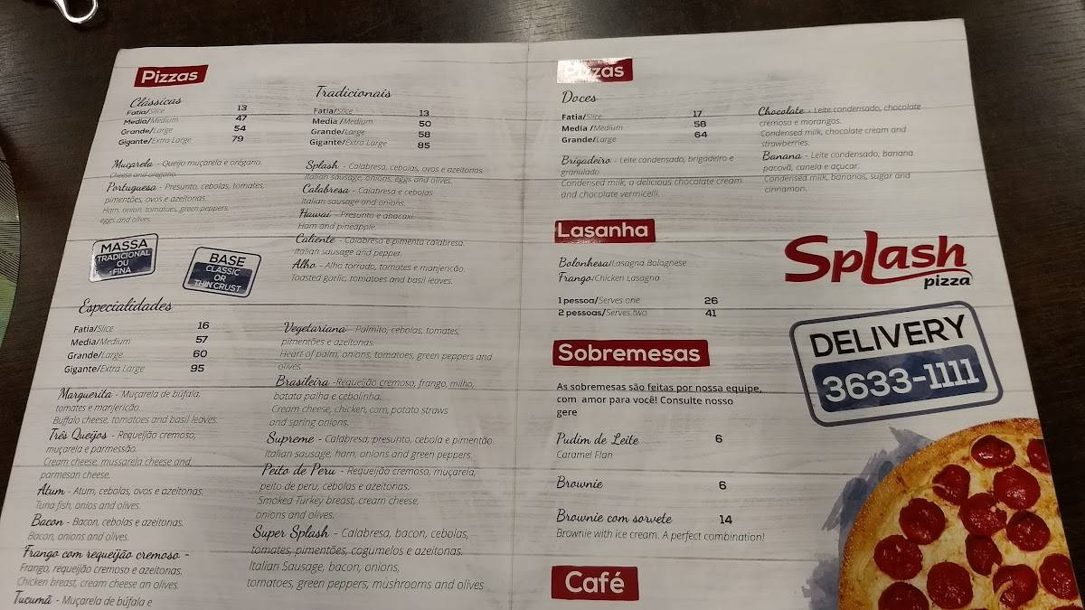 Menu em Splash Pizza - Dom Pedro pizzaria, Manaus, Av. Pedro Teixeira ...