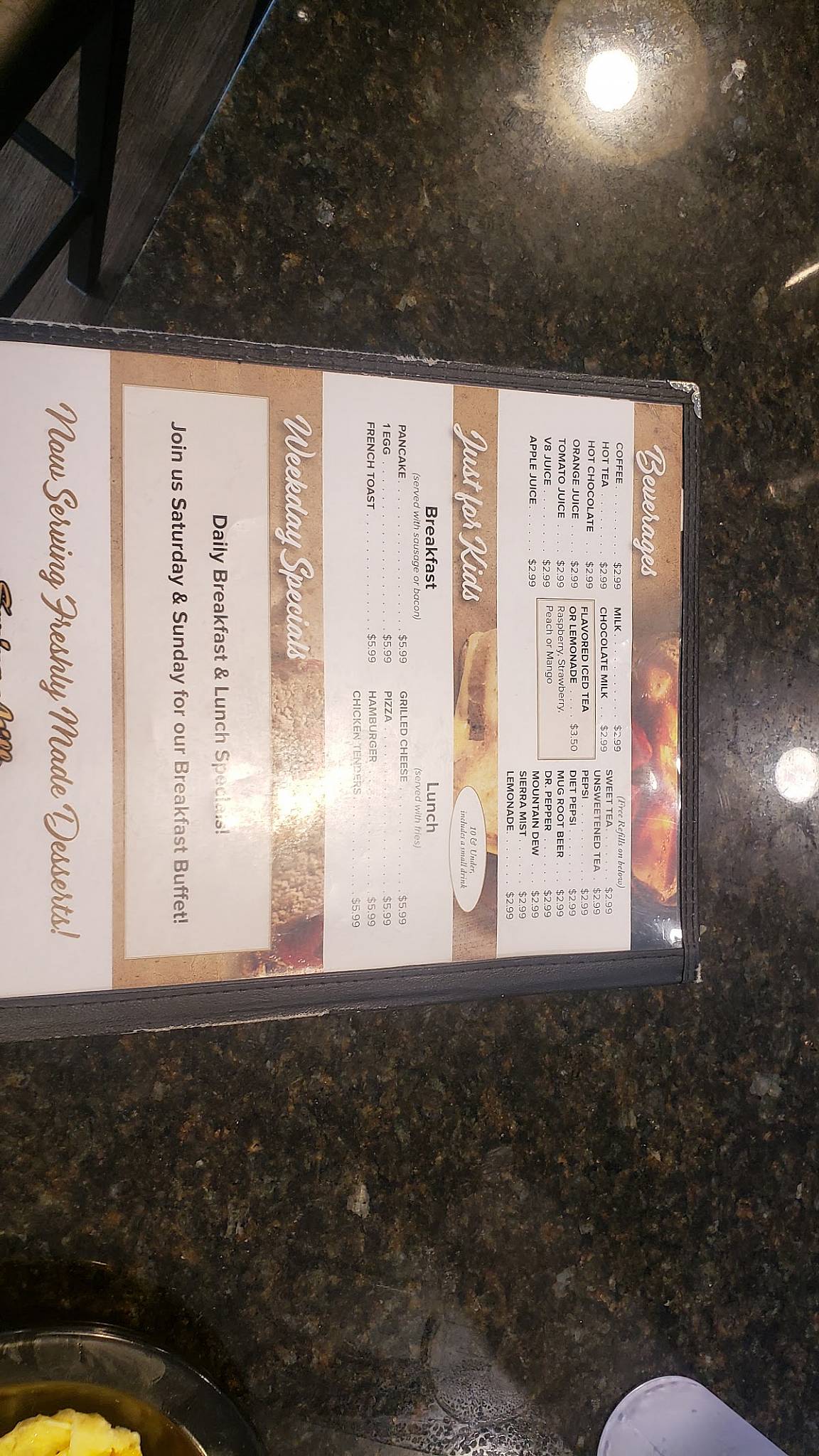 Menu at Spring Mills Diner restaurant, Falling Waters
