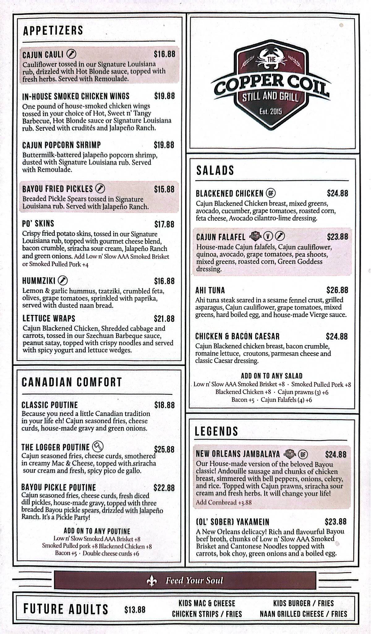 Menu at The Copper Coil Still & Grill pub & bar, Squamish