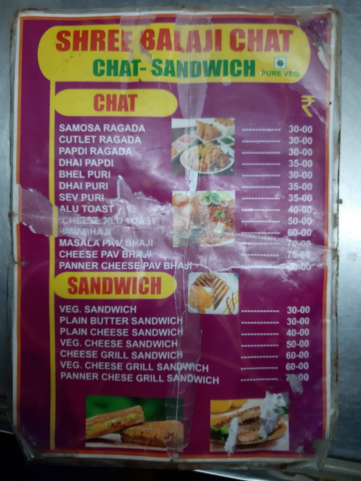 Menu at Sri balaji chat Grill sandwich n pav bhaji, Hyderabad