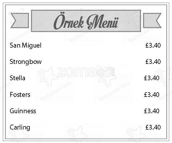 Menu at The St Georges Tavern, Camberwell pub & bar, London
