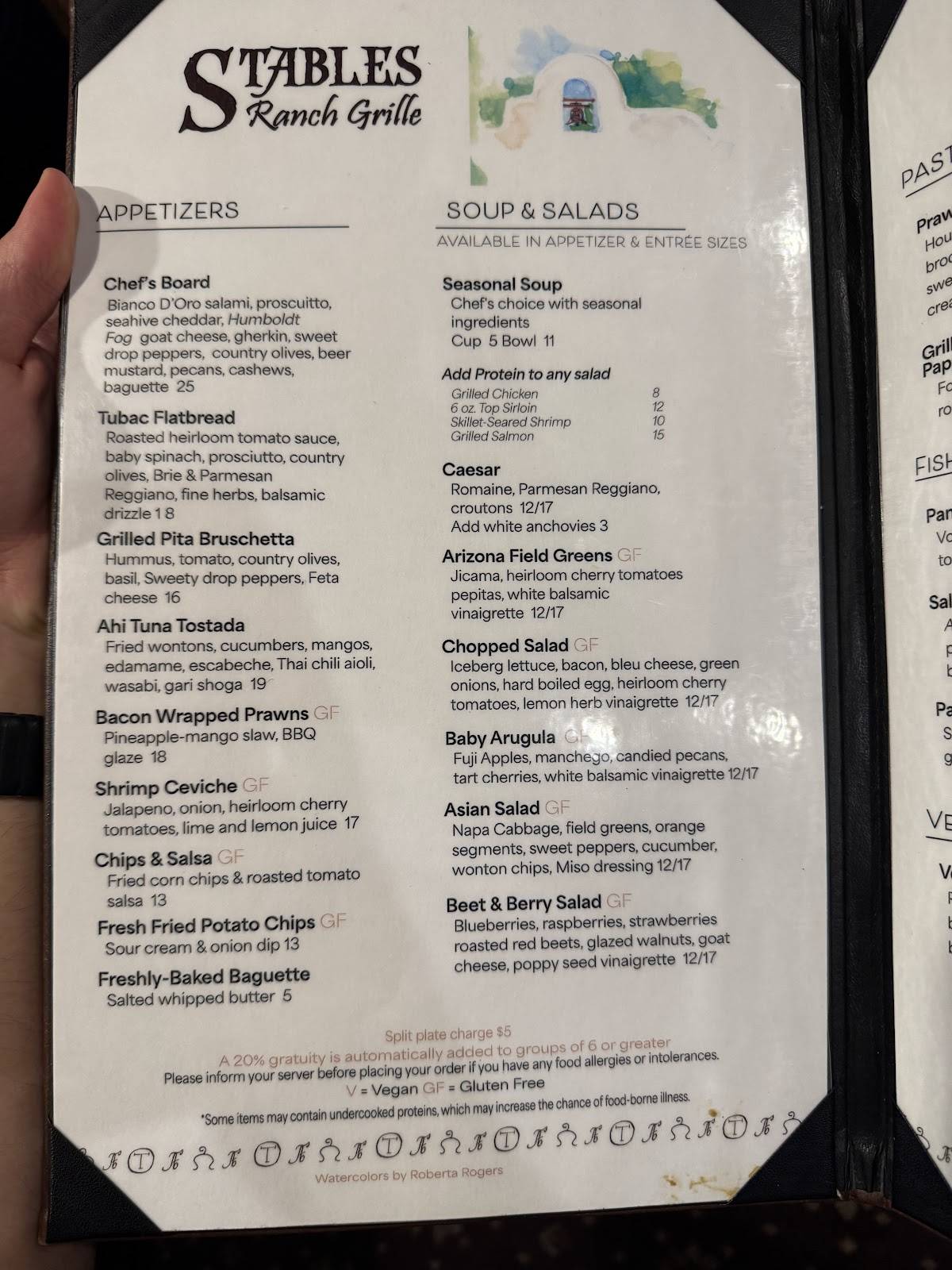 Menu at Stables Ranch Grille restaurant, Tubac, 65 Avenida de Otero