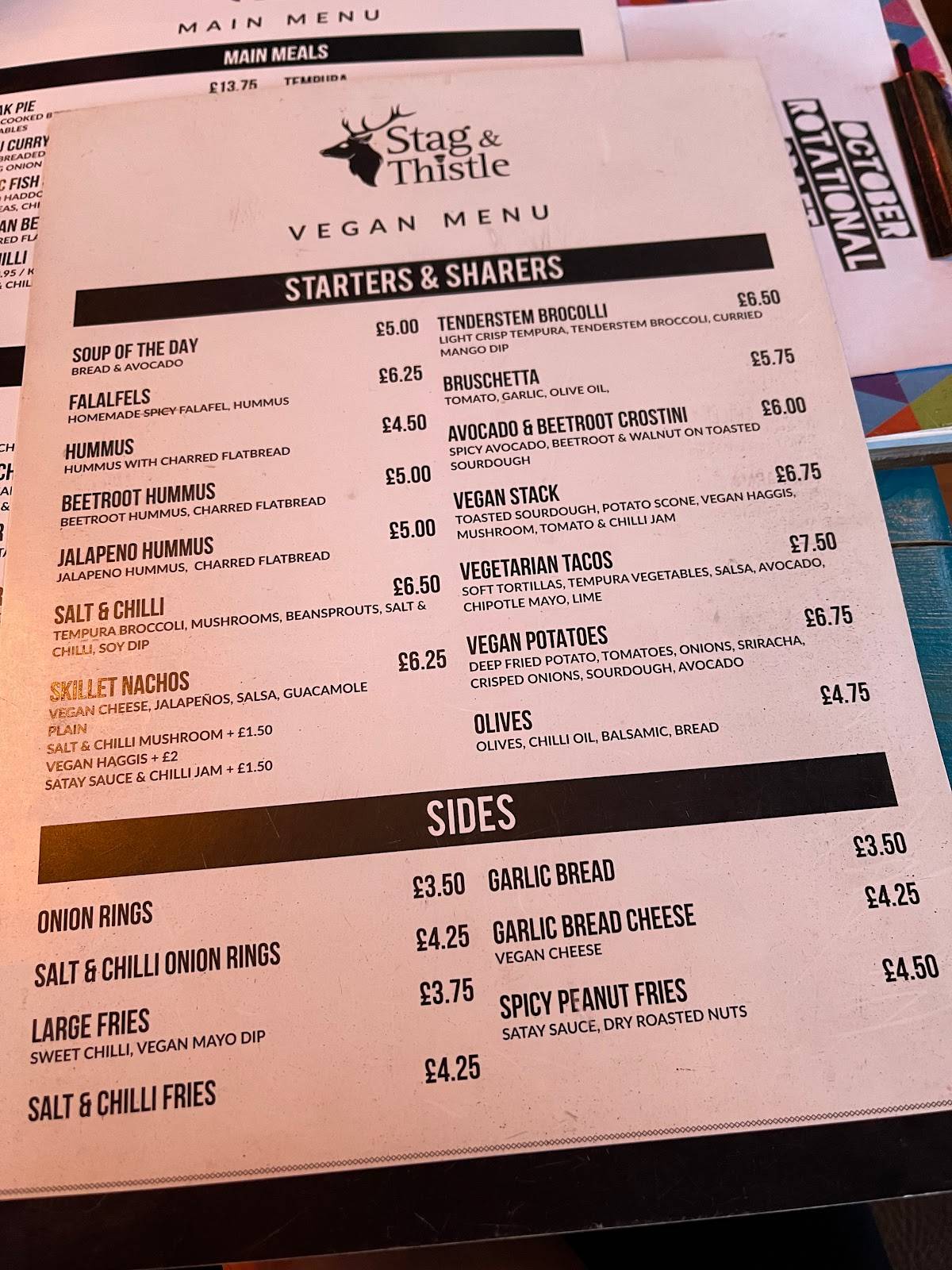 Menu at Stag and Thistle Bar & Restaurant, Glasgow