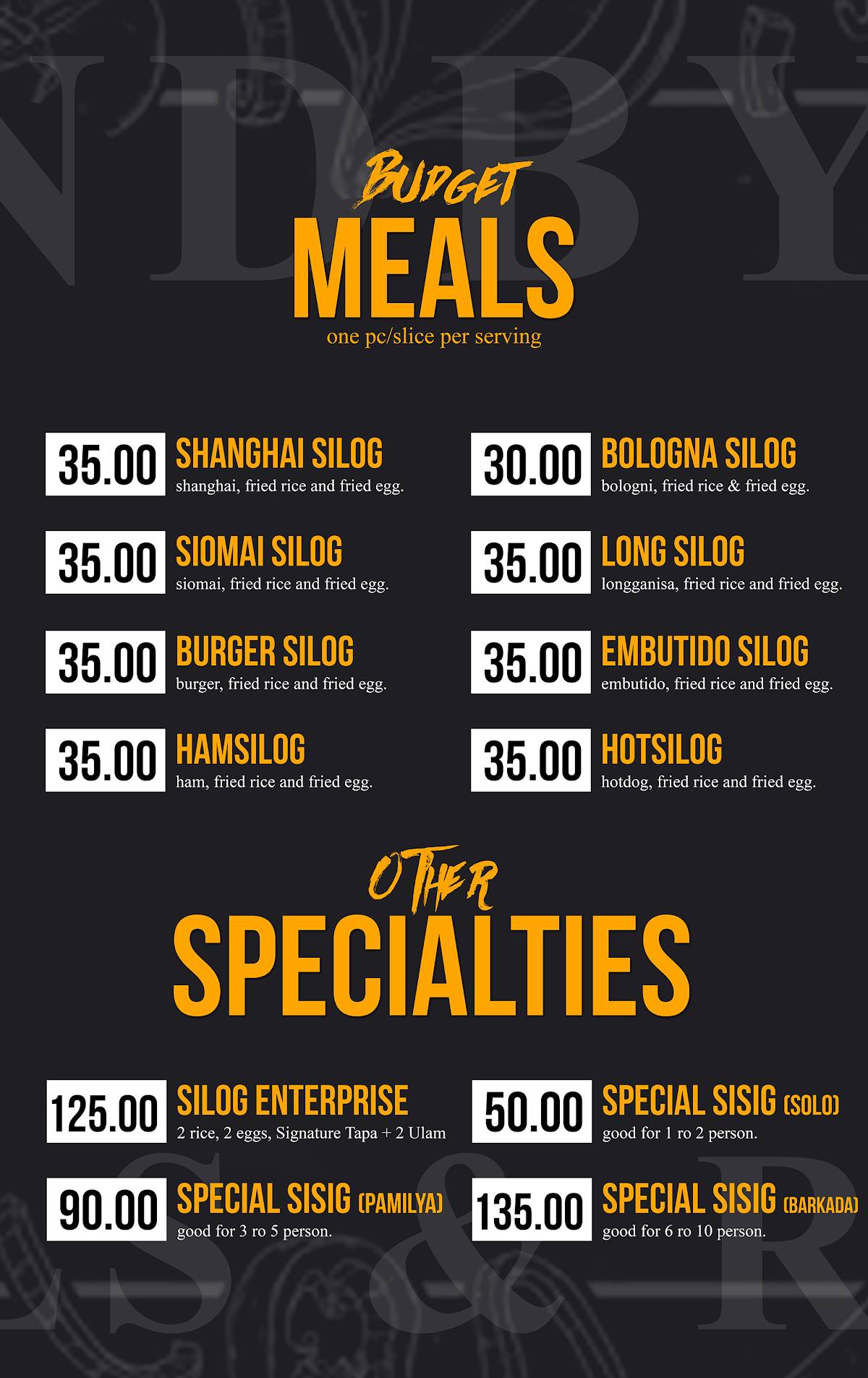 Menu at Standbytes Grill & Restaurant, Caloocan