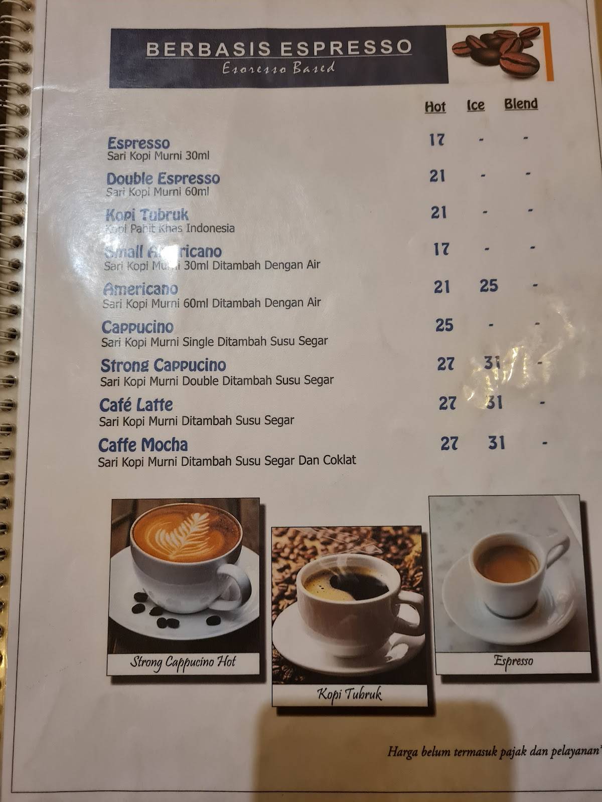 Menu at Stasiun Kopi Purwakarta restaurant, Purwakarta
