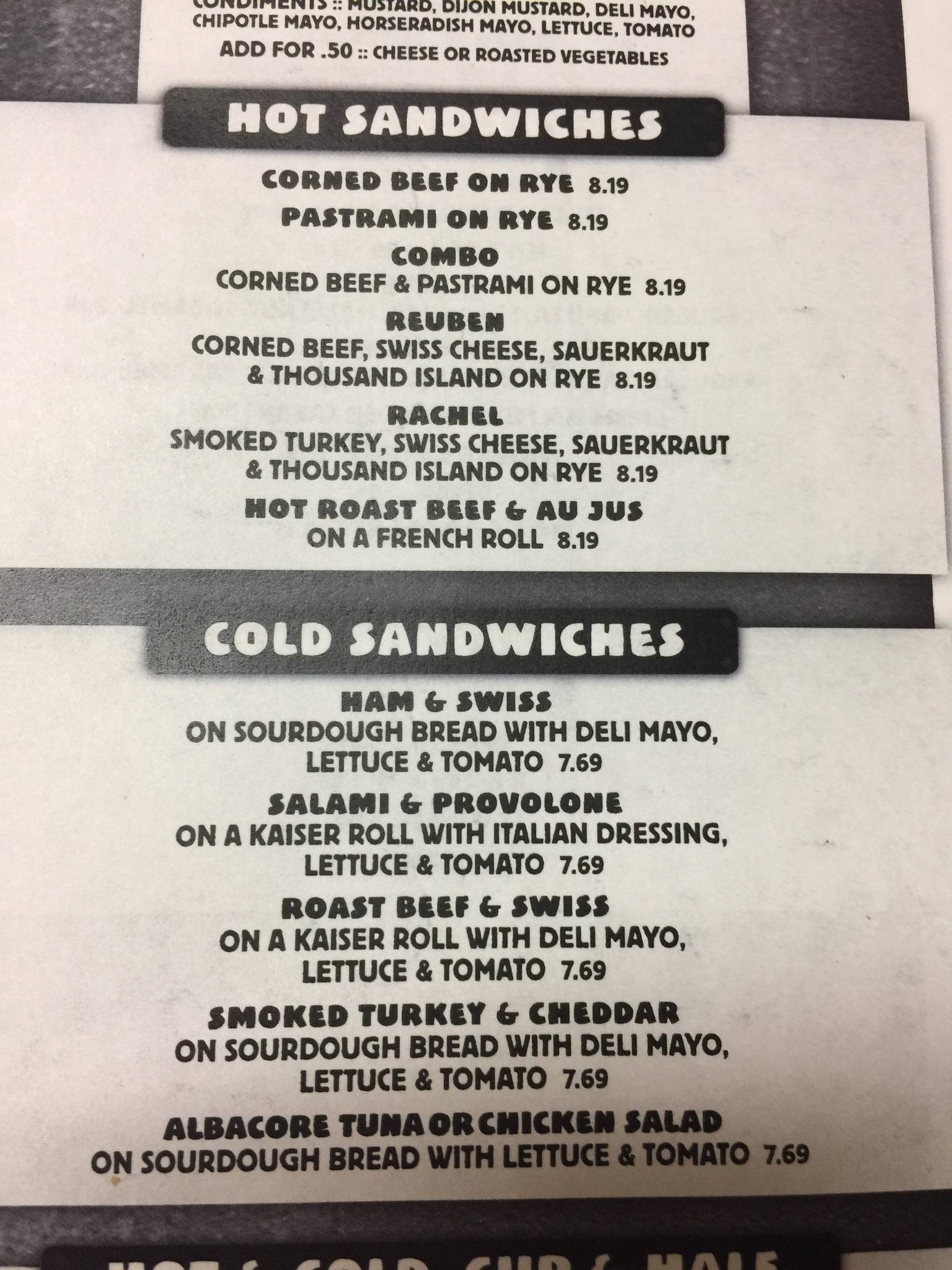 Menu at State Street Deli desserts, Mason City