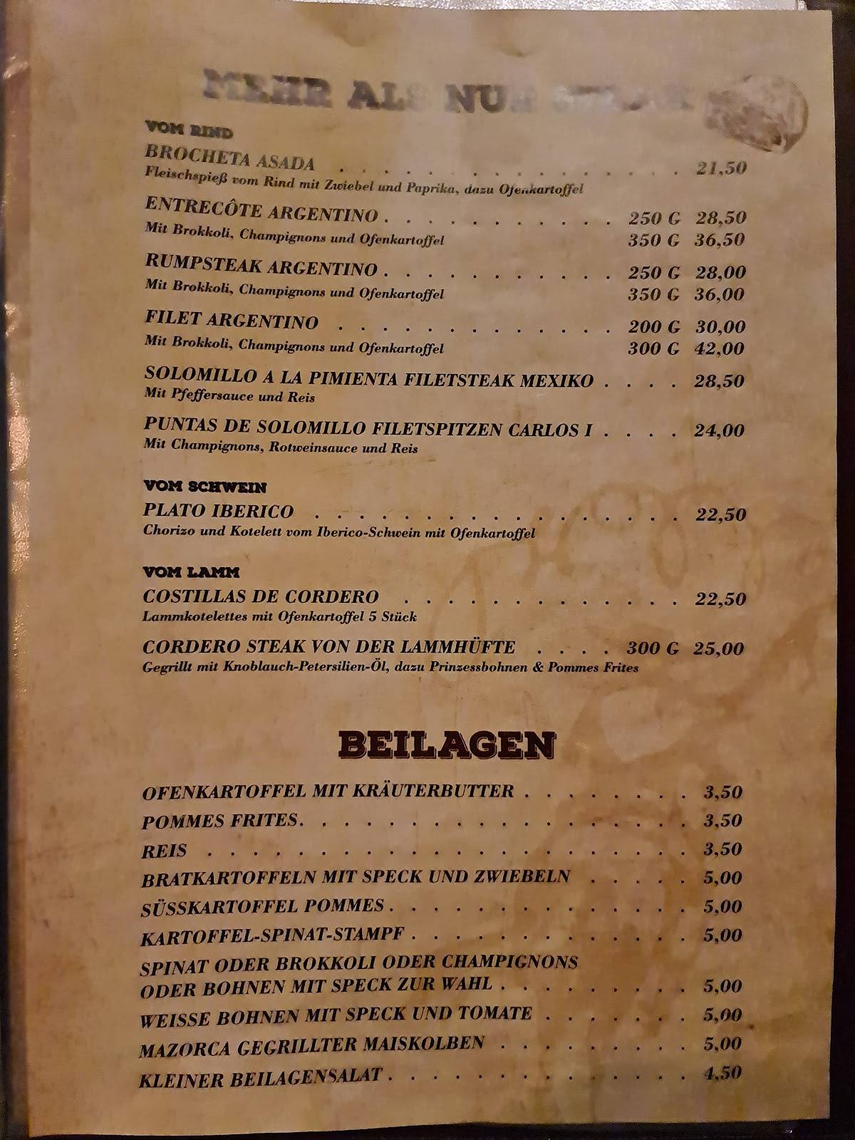 Speisekarte von El Lazo Steakhaus, Düsseldorf