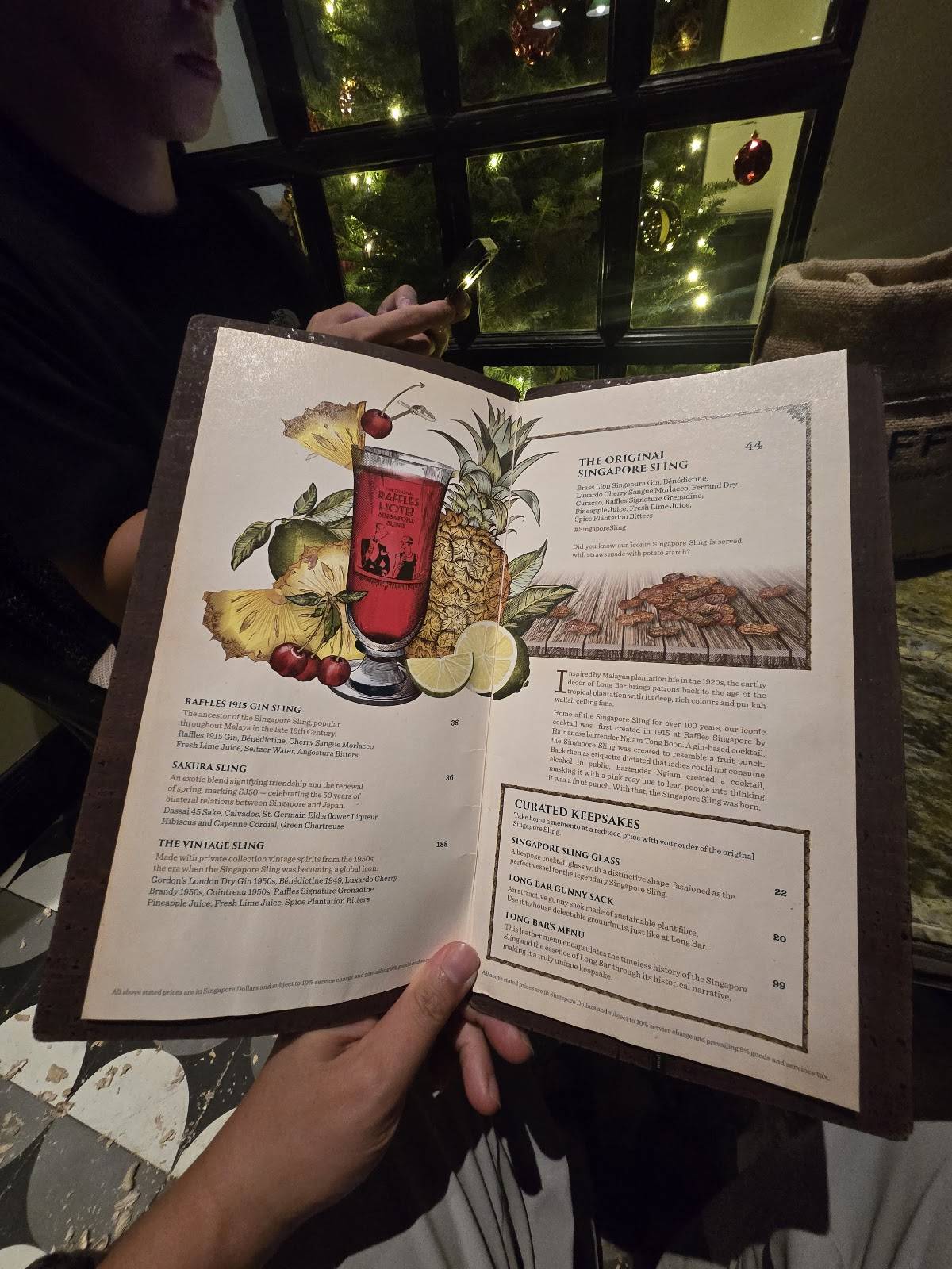 Menu at Long Bar, Singapore, 1 Beach Rd