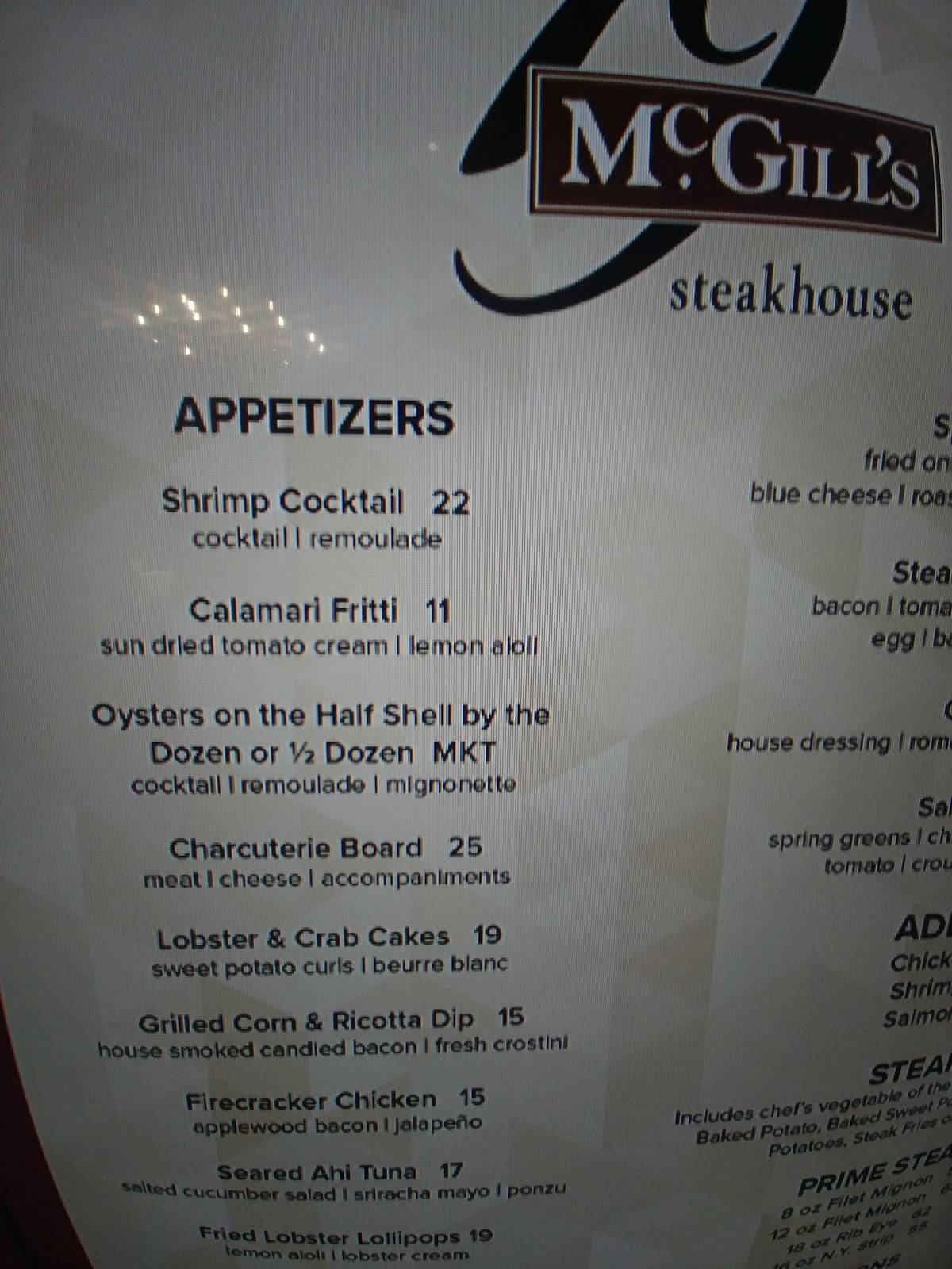 Menu at Carvers on 19 steakhouse, Catoosa