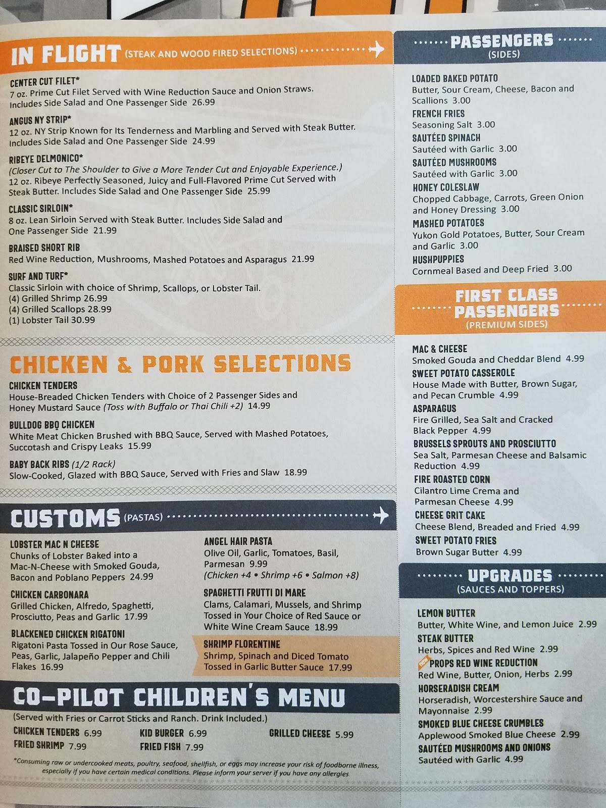 Menu at Props Steak and Seafood Restaurant, Warner Robins
